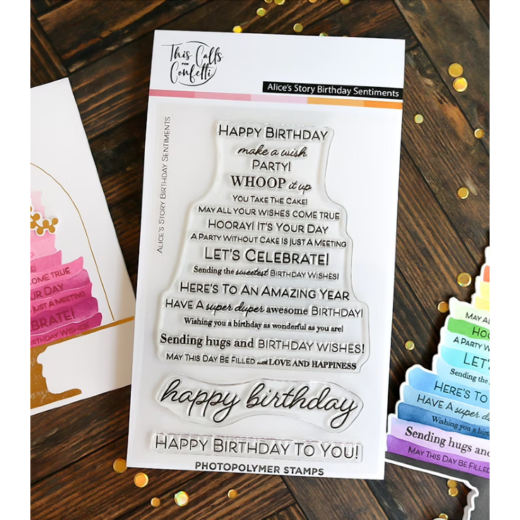 This Calls For Confetti Alice's Story Birthday Sentiments Clear Stamps ...