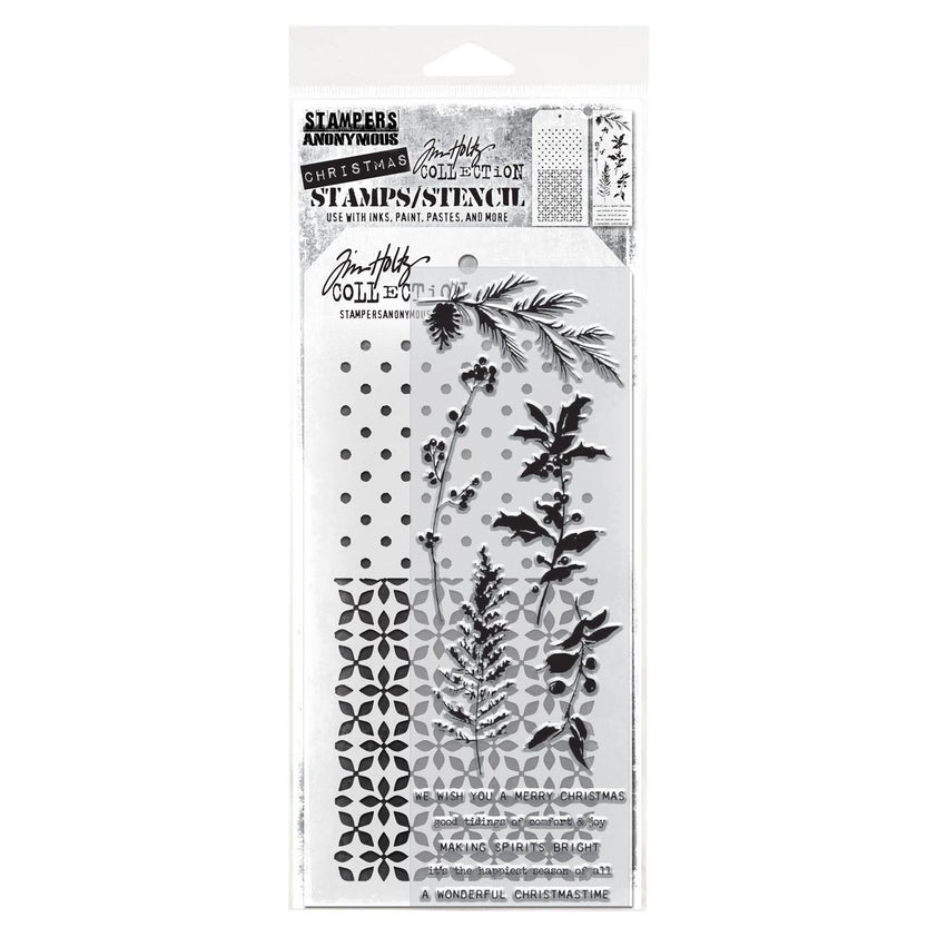 Tim Holtz Clear Stamps and Stencil Winter Watercolor, Polkadot and Nor ...