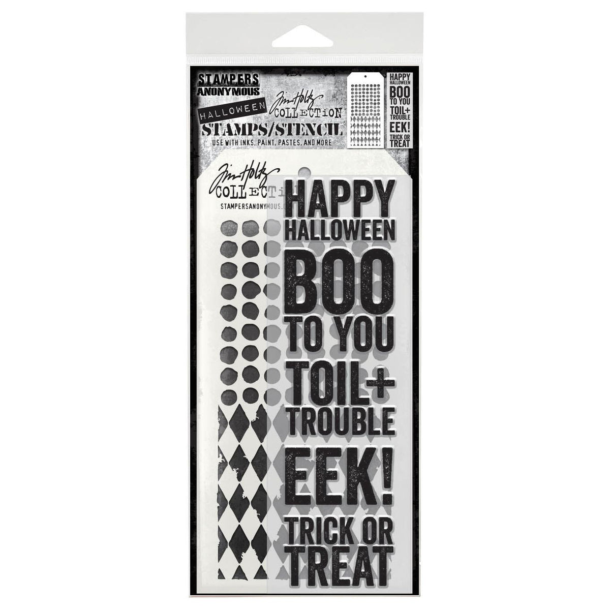 Tim Holtz Clear Stamps and Stencils Bold Frights, Harlequin, Dotted th ...