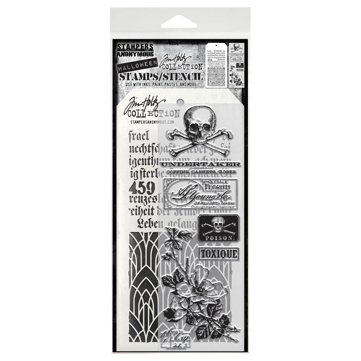 Tim Holtz Clear Stamps and Stencils Rest In Peace, Deco Arch, Script t ...