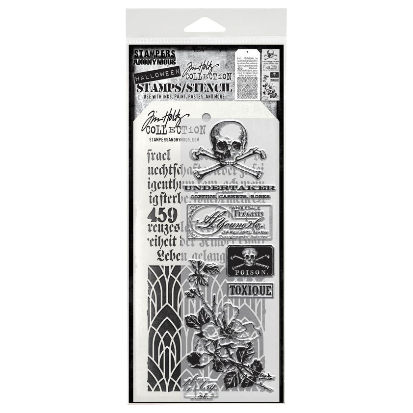 Tim Holtz Clear Stamps and Stencils Rest In Peace, Deco Arch, Script t ...