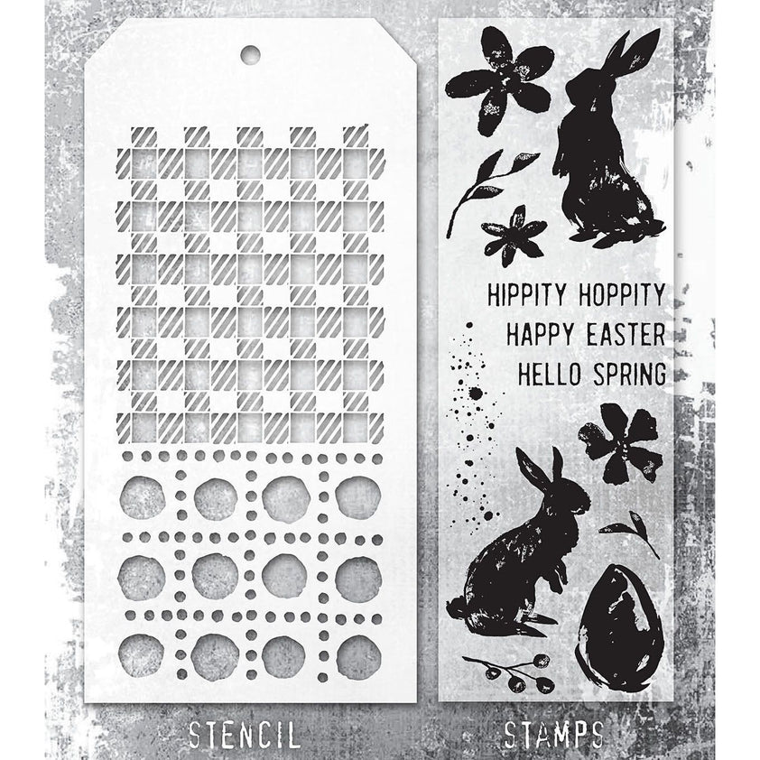 Tim Holtz Clear Stamps and Stencils Spring Shadows, Gingham, and Dotte ...