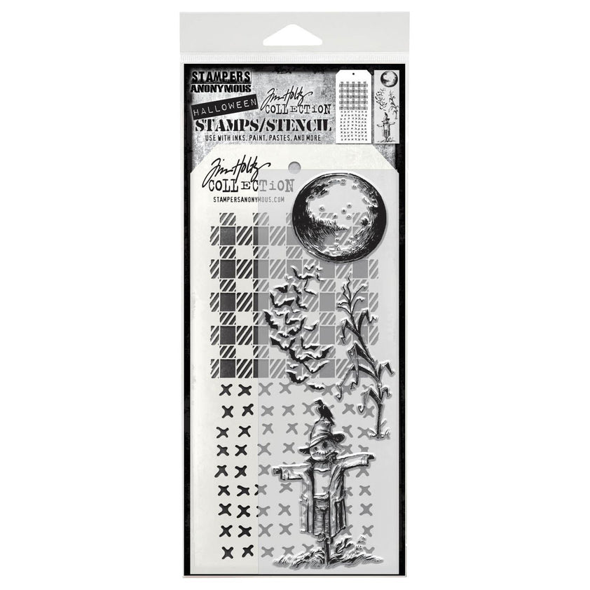 Tim Holtz Clear Stamps and Stencils The Scarecrow, Gingham, Stitches t ...