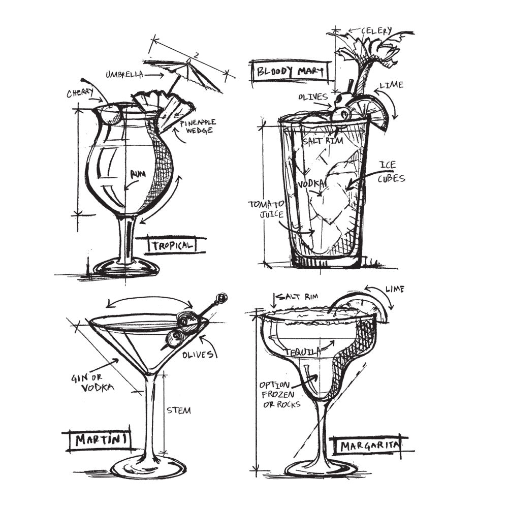 Tim Holtz Cling Rubber Stamps COCKTAILS BLUEPRINTS CMS335 – Simon Says ...