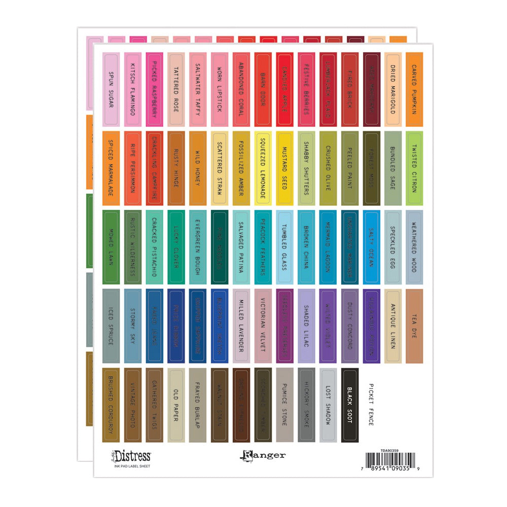 Tim Holtz Distress Ink Pad Label Sheets With Black Printing Bundle Of ...