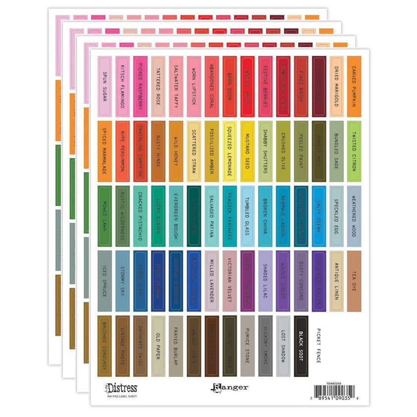 Tim Holtz Distress Ink Pad Label Sheets With Black Printing Bundle Of ...