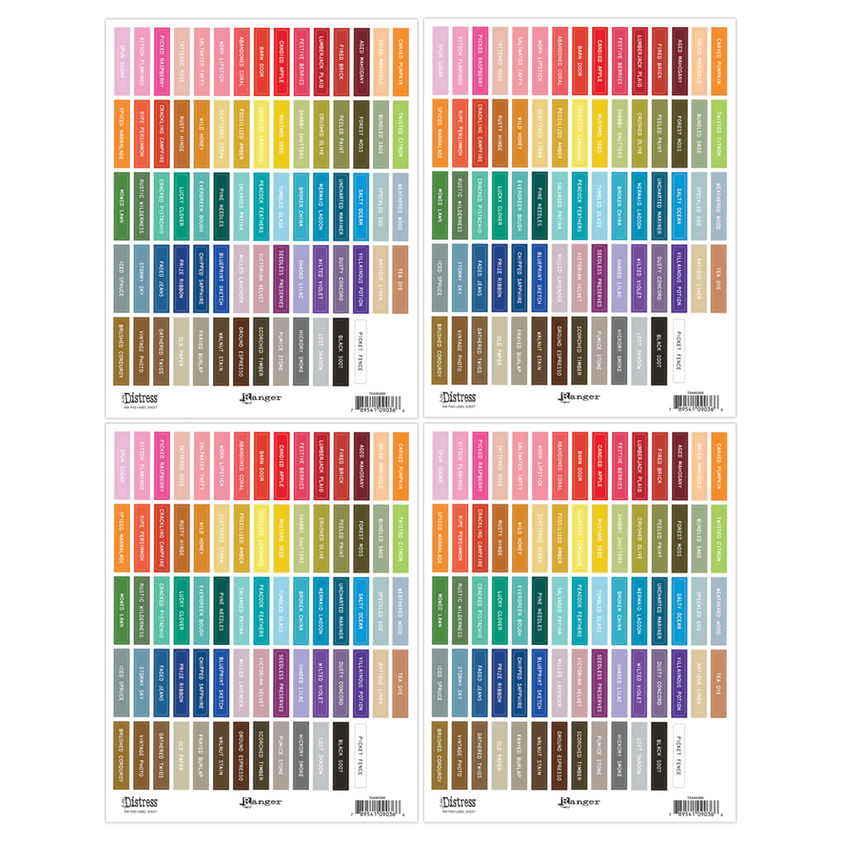 Tim Holtz Distress Ink Pad Label Sheets With White Printing Bundle Of ...