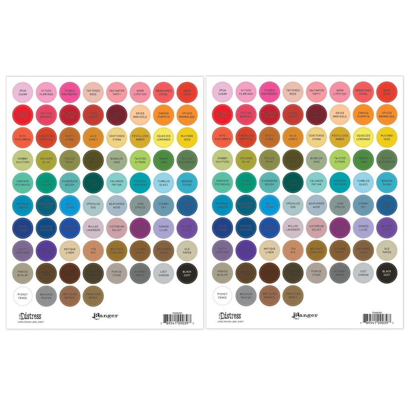 Tim Holtz Distress Large Round Label Sheets With Black Printing Bundle ...