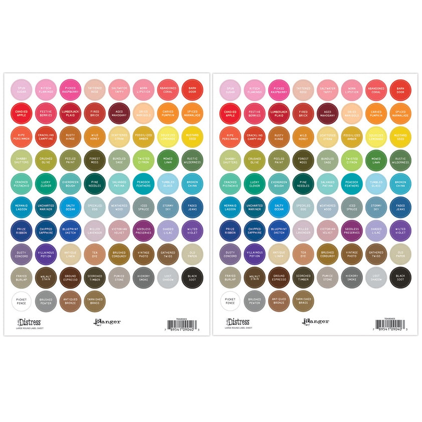 Tim Holtz Distress Large Round Label Sheets With White Printing Bundle ...