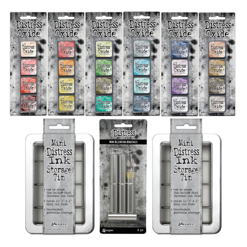 Tim Holtz Distress Mini Oxide Ink Pad Kits 13-18 Mini Blending Brushes ...