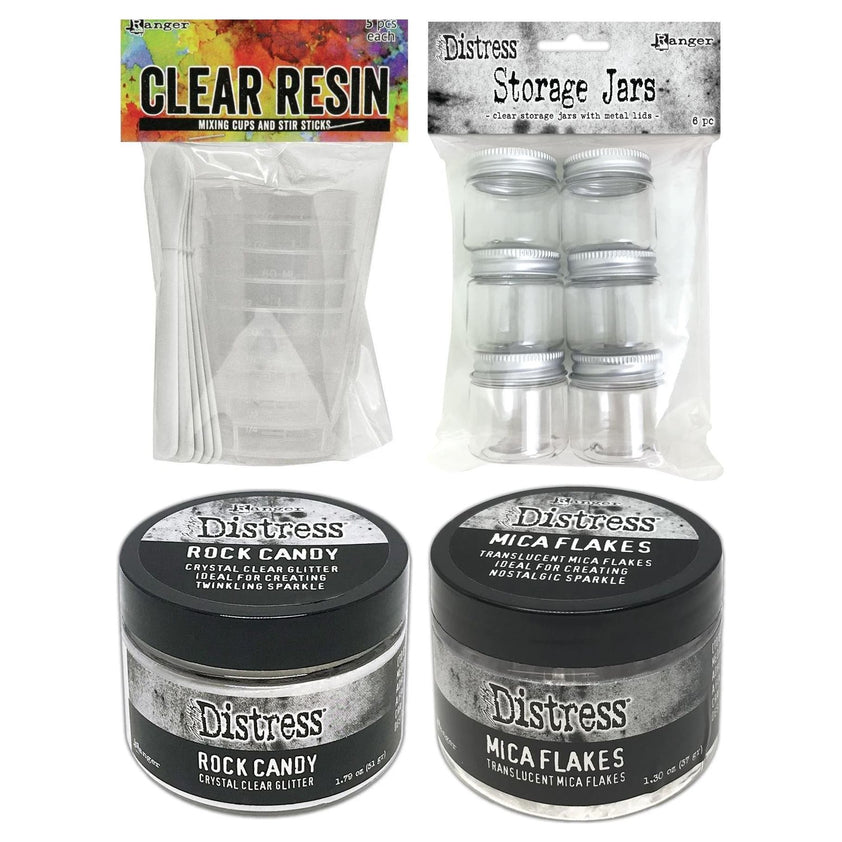 Tim Holtz Distress Rock Candy Mica Flakes Jars And Mixing Cups Bundle ...