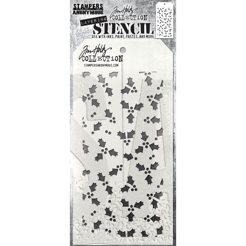 Tim Holtz Layering Stencil Tiny Holly ths189 – Simon Says Stamp