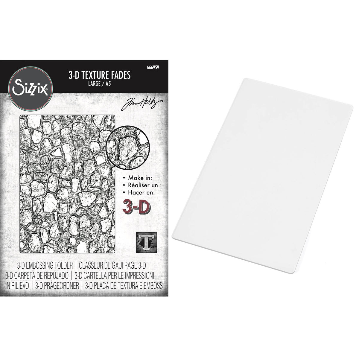 Tim Holtz Sizzix 3D Large A5 Embossing Folder Cobblestone and Pad Bund ...