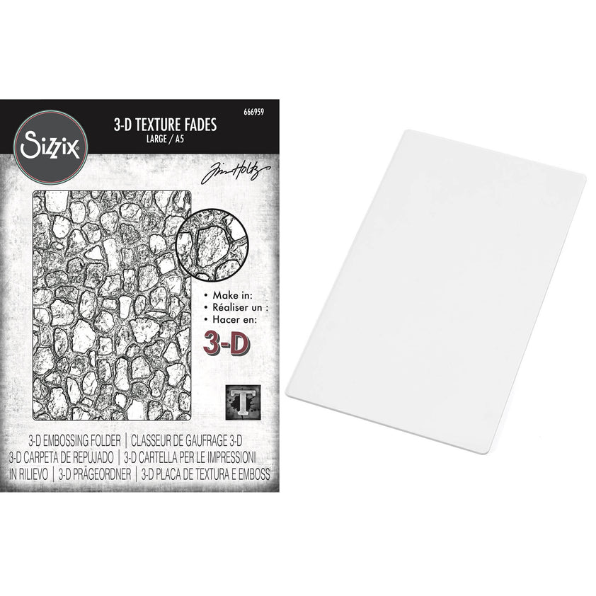 Tim Holtz Sizzix 3D Large A5 Embossing Folder Cobblestone and Pad Bund ...