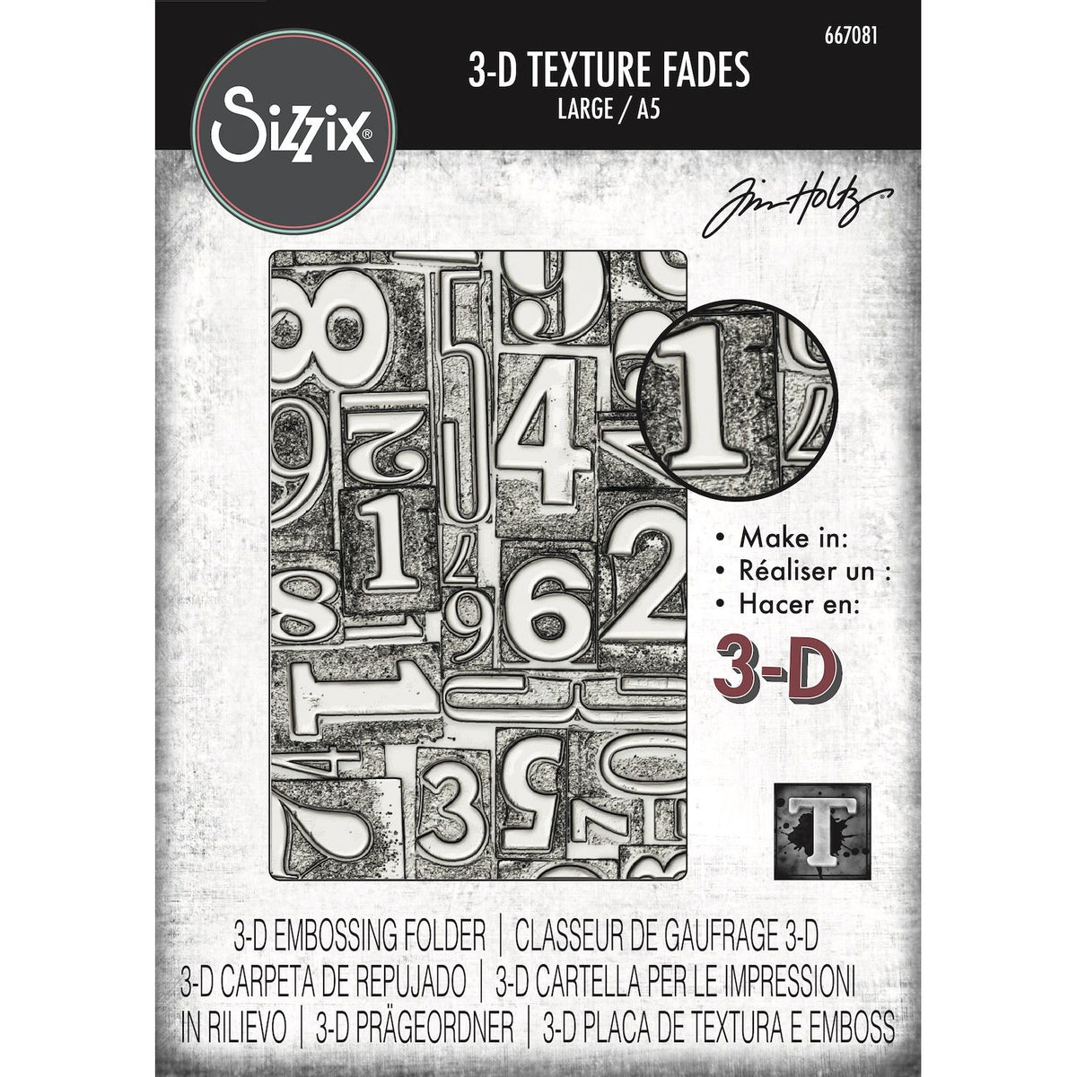 Tim Holtz Sizzix 3D Large A5 Embossing Folder Numbered 667081 – Simon ...