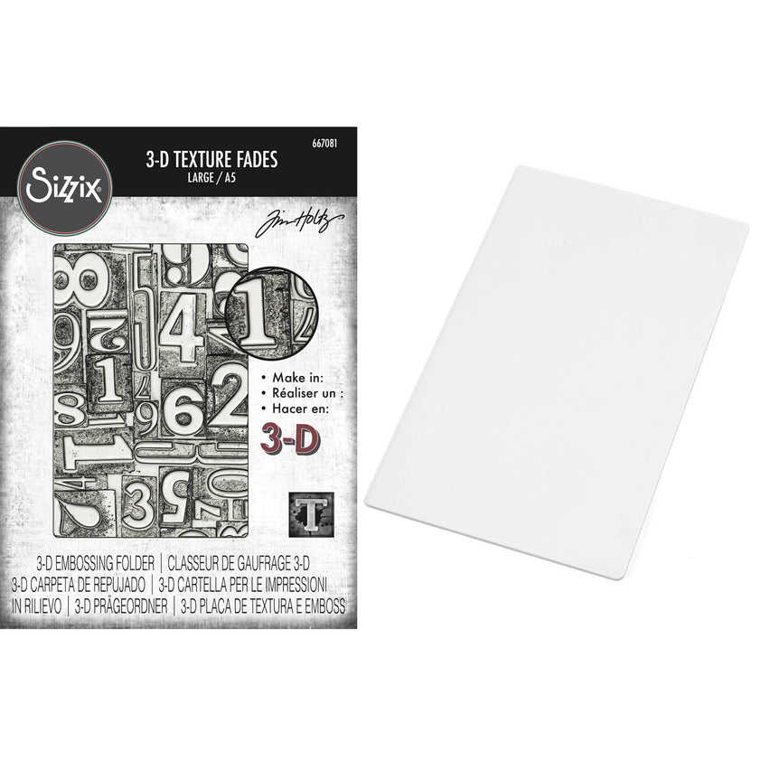 Tim Holtz Sizzix 3D Large A5 Embossing Folder Numbered and Pad Bundle ...