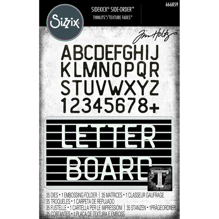 Tim Holtz Sizzix Letterboard Sidekick Dies and Texture Fade 666859 ...
