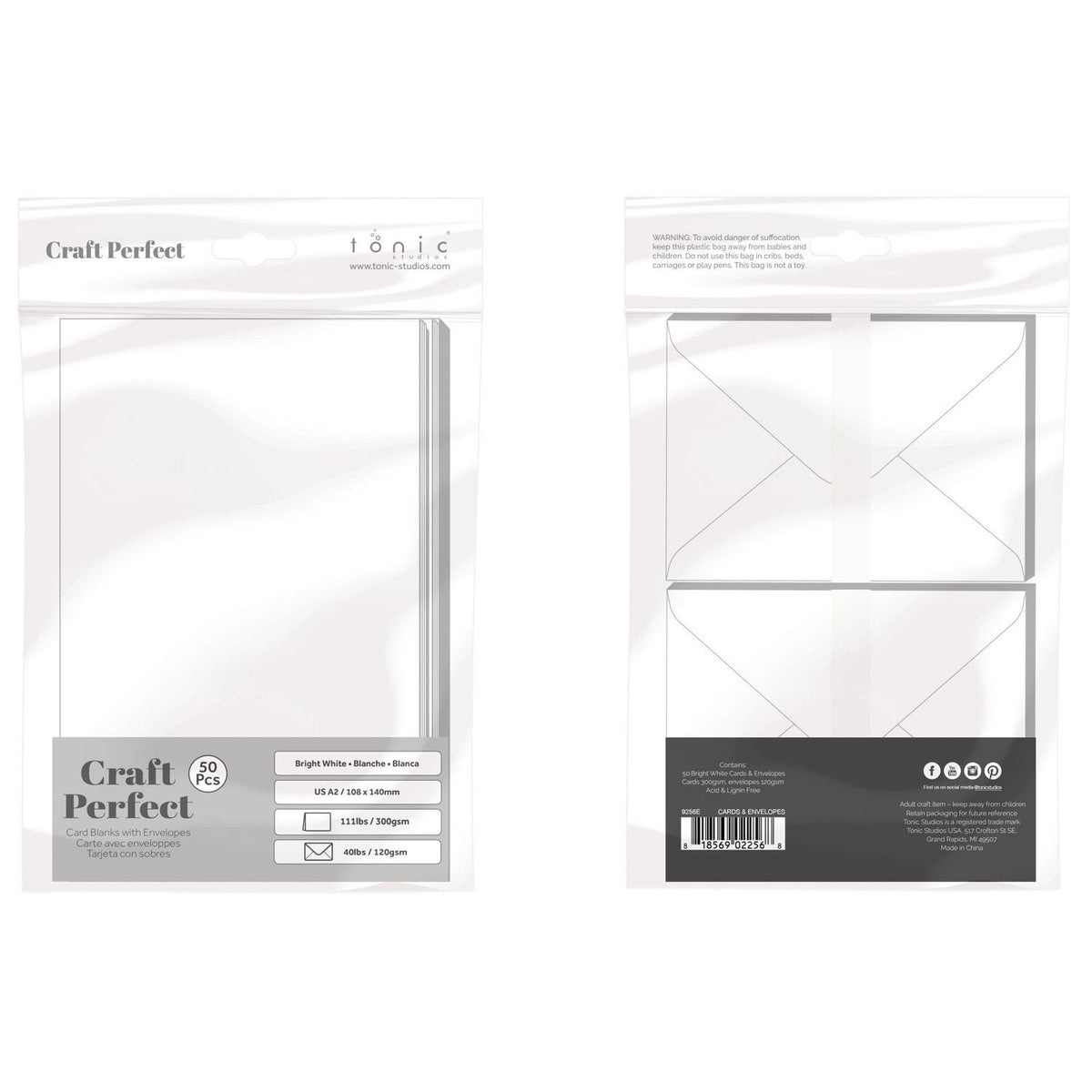 Tonic Craft Perfect US A2 White Card Blanks With Envelopes 50 Pack 925 ...