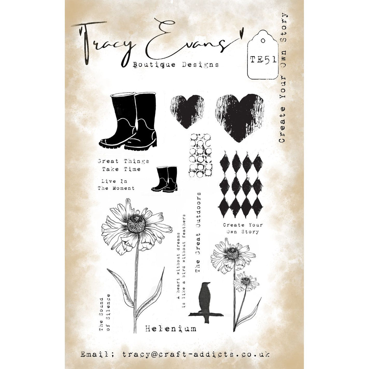 Tracy Evans Boutique Designs Create Your Own Story A5 Clear Stamps te5 ...