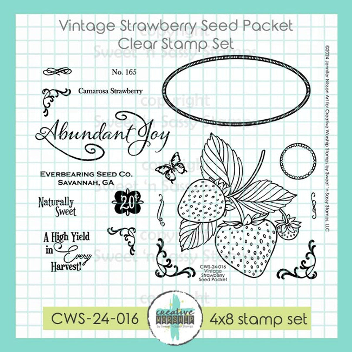 Creative Worship Vintage Strawberry Seed Packet Clear Stamps cws-24-01 ...