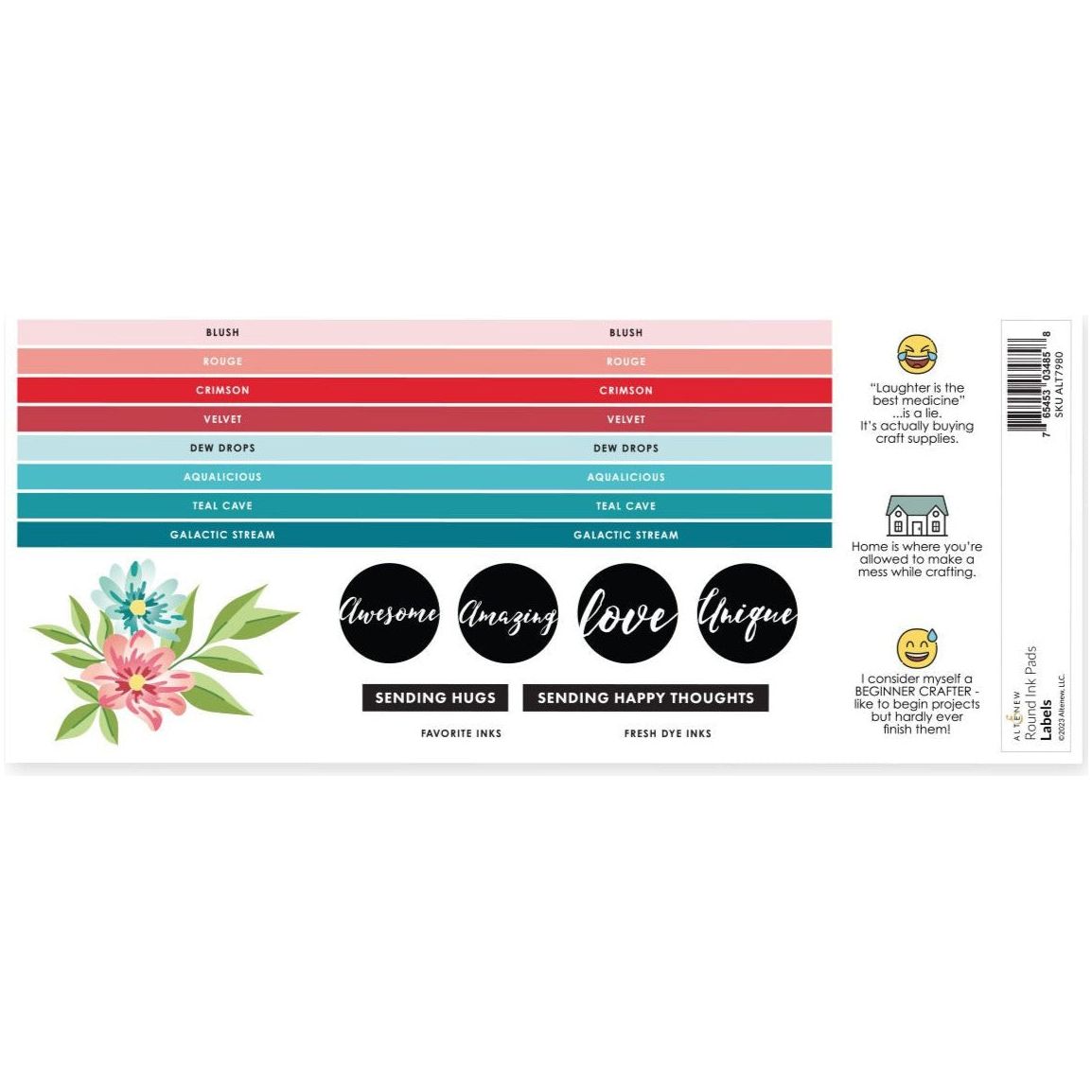 Altenew Red Sunset, Sweet Dreams Round Ink Pads Label Set alt7980 ...