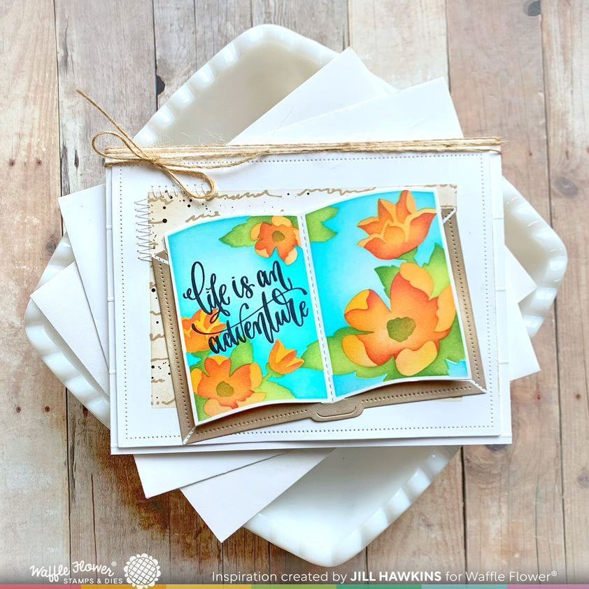 Waffle Flower Open Book Die and Open Book Floral Stencil Set – Simon ...