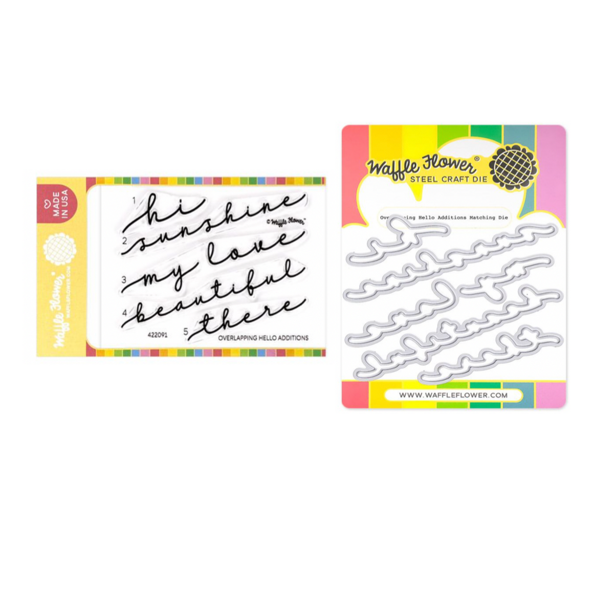 Waffle Flower Overlapping Hello Additions Clear Stamp and Die Set ...