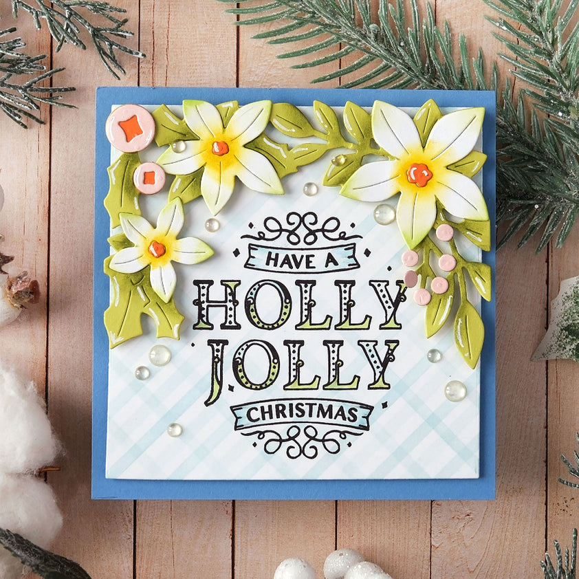 Waffle Flower Poinsettia Frame Sentiments Matching Dies 422139 – Simon ...
