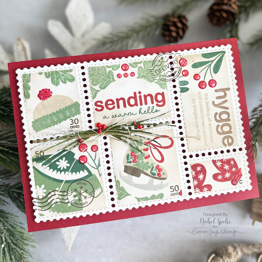 Waffle Flower Postage Collage A7 Blocks Stencil 421585 – Simon Says Stamp