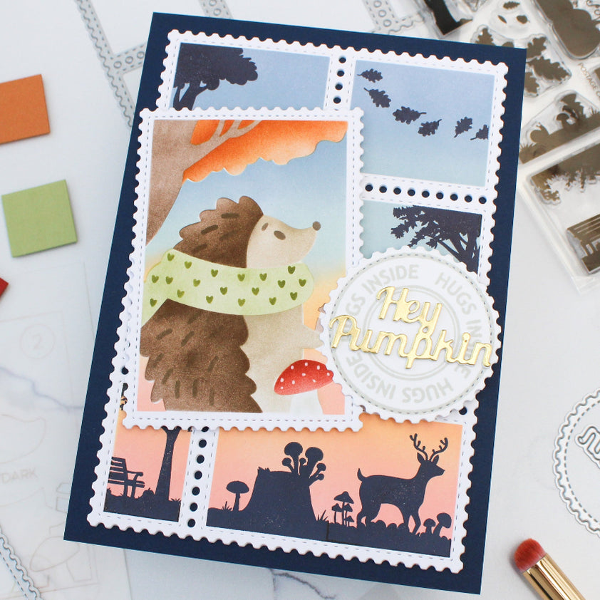 Waffle Flower Postage Collage Autumn Sunset Clear Stamp and Postage Co ...