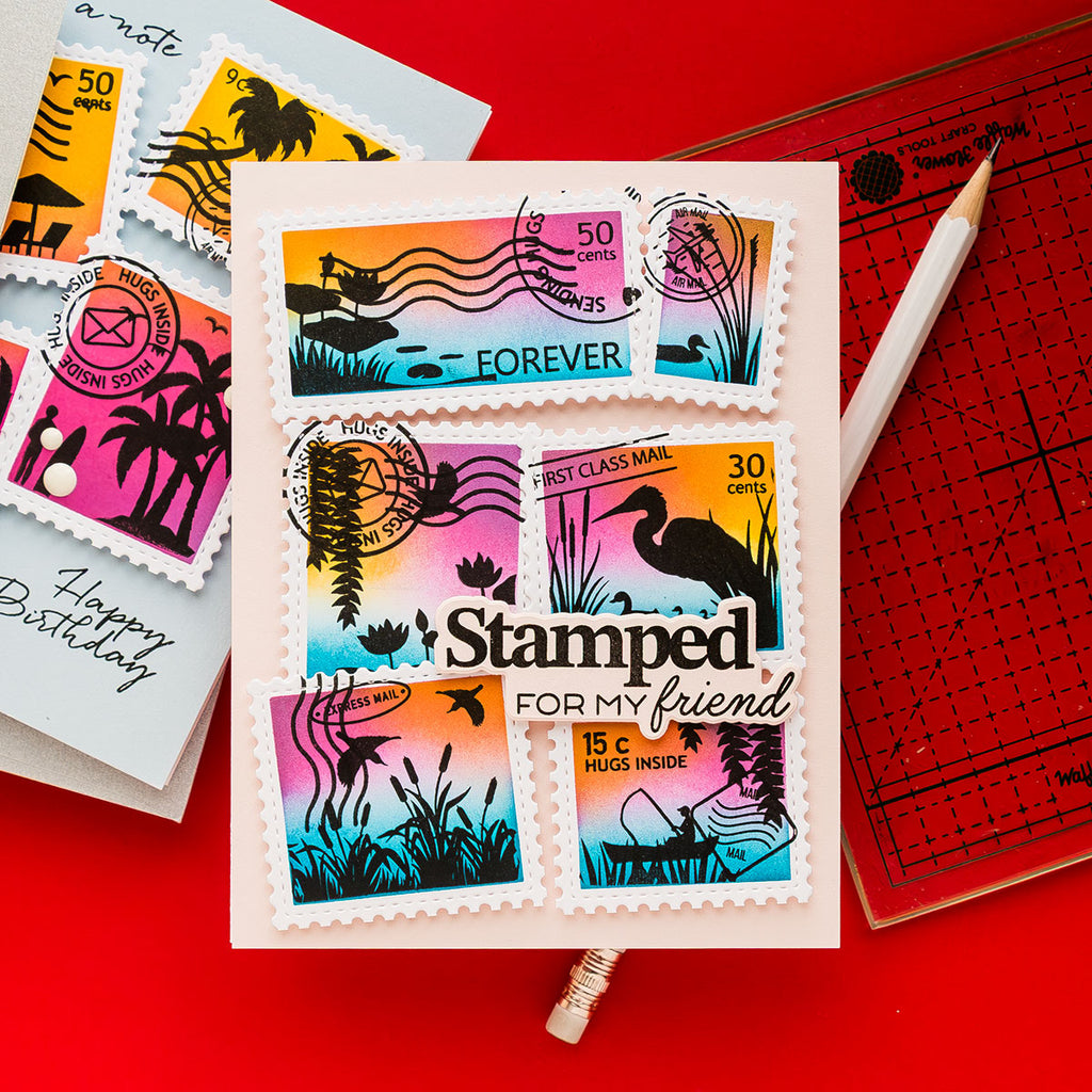 Waffle Flower Postage Collage Lake Sunset Clear Stamps 422013 – Simon ...