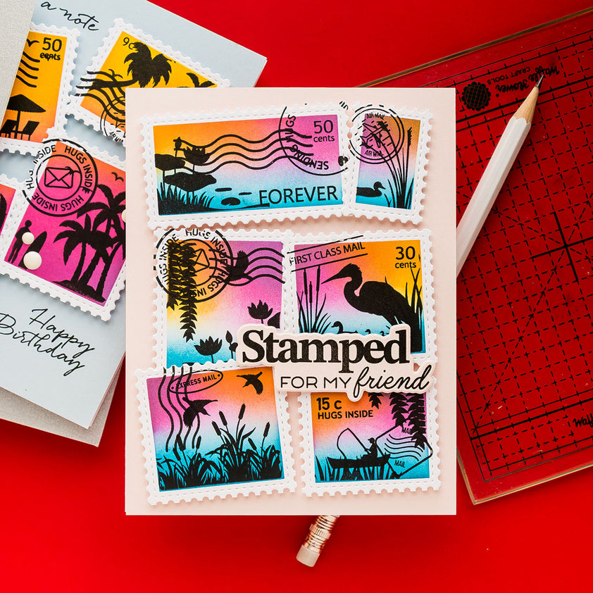 Waffle Flower Postage Collage Lake Sunset Clear Stamps 422013 – Simon ...