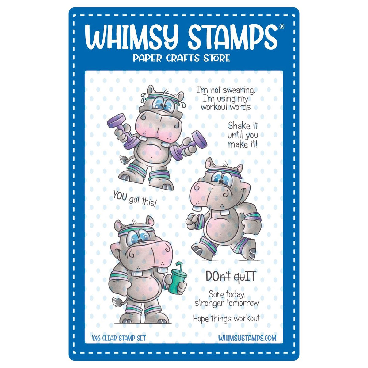 Whimsy Stamps Hippo Workout Clear Stamps dp1036a – Simon Says Stamp