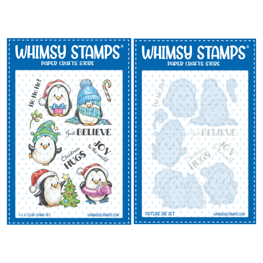 Whimsy Stamps Penguin Winter Holiday Clear Stamp and Die Set – Simon ...