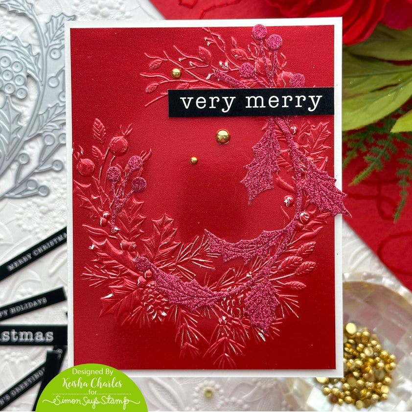 Simon Says Stamp Embossing Folder Wild Berry Wreath sf335