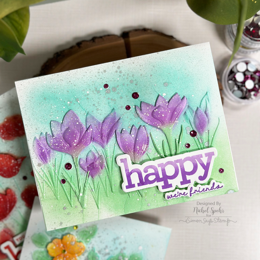 Simon Says Stamp Embossing Folder and Cutting Dies Crocus Row sfd398 B