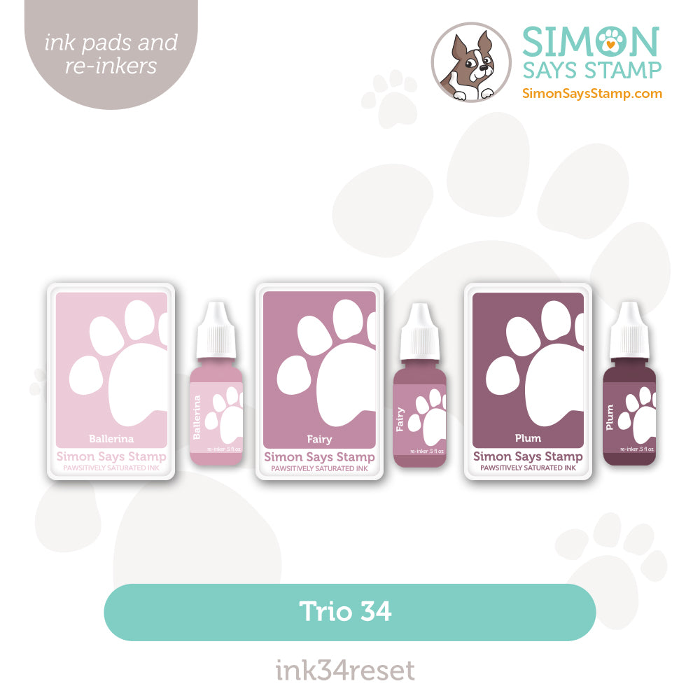 Simon Says Stamp Pawsitively Saturated Ink Trio 34 and Re-Inkers STAMP