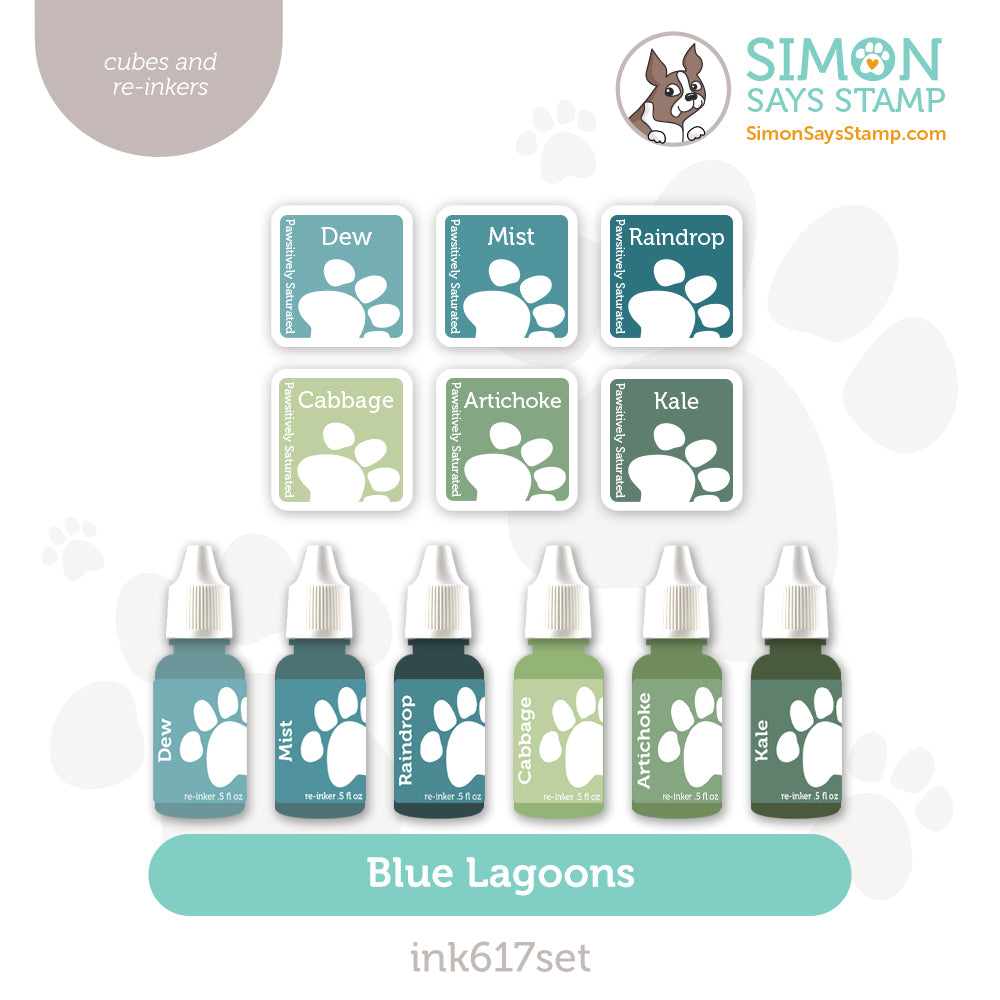 Simon Says Stamp Pawsitively Saturated Ink Cubes Blue Lagoons and Re-I