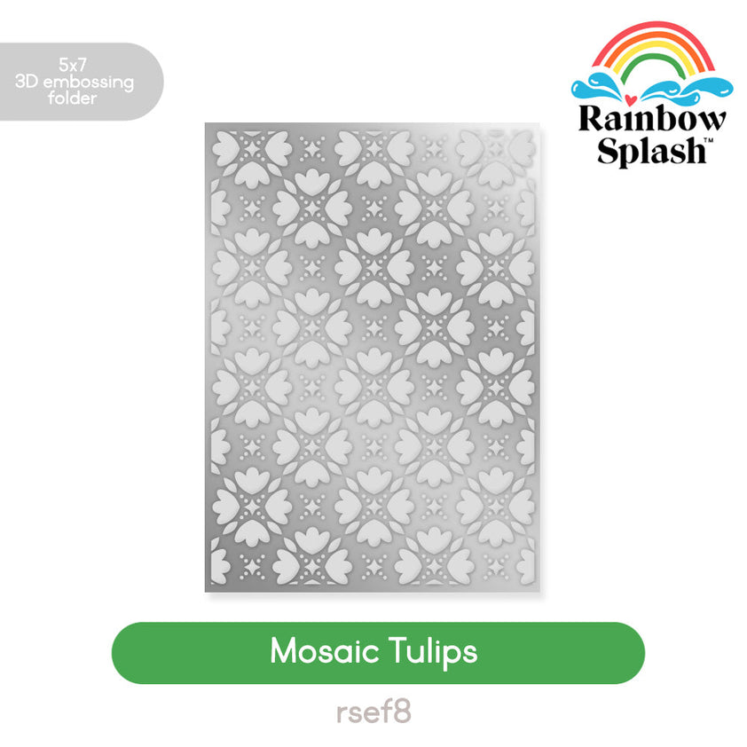 Rainbow Splash Embossing Folder Mosaic Tulips rsef8 – Simon Says Stamp