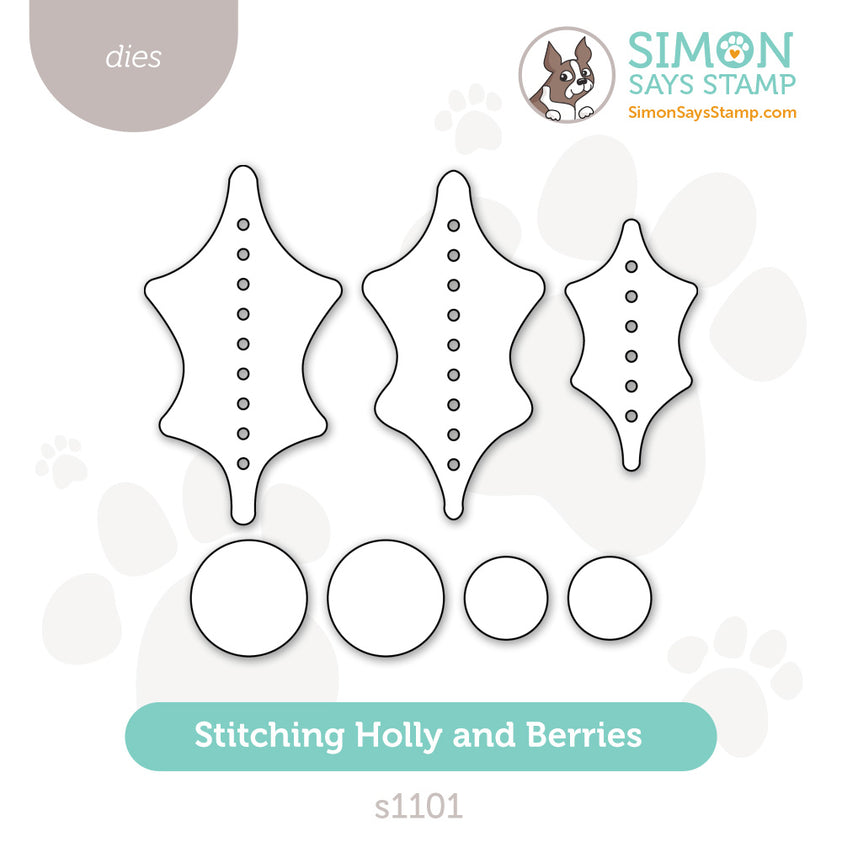 Simon Says Stamp Stitching Holly and Berries Wafer Dies s1101 DieCembe
