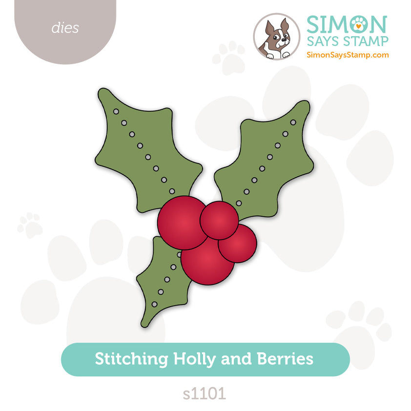 Simon Says Stamp Stitching Holly and Berries Wafer Dies s1101 DieCembe