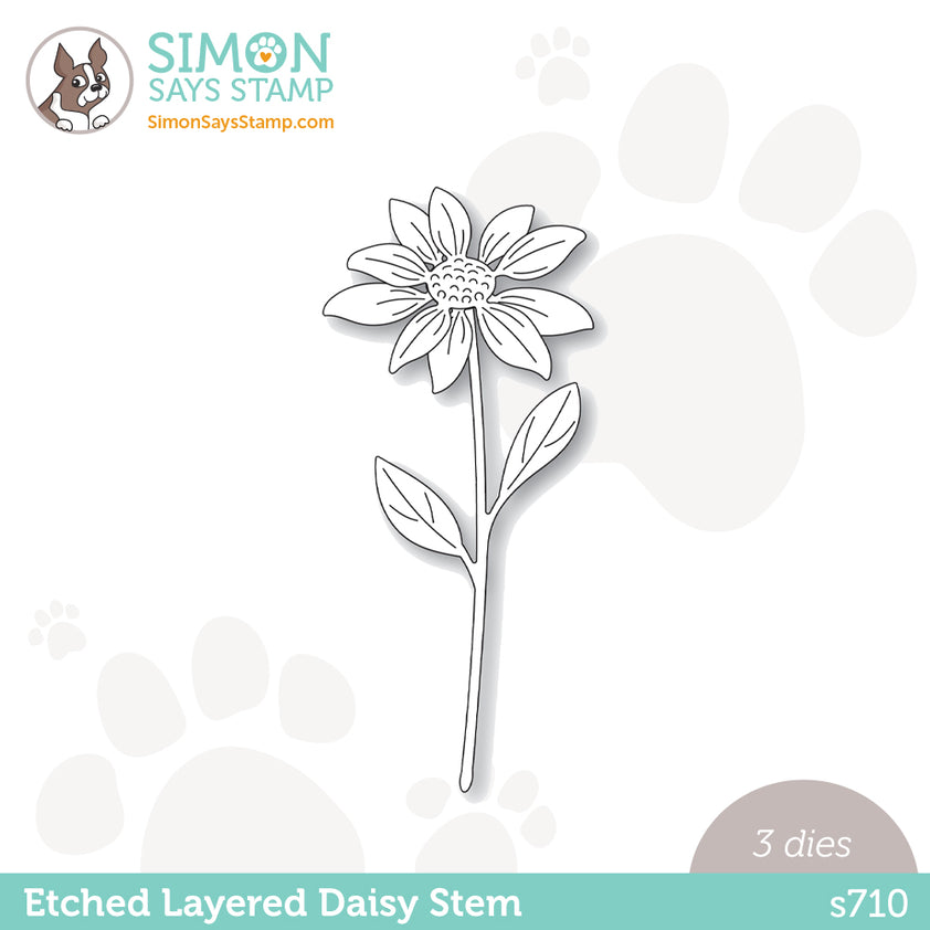 Simon Says Stamp ETCHED LAYERED DAISY STEM Wafer Dies s710