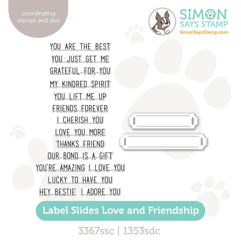 Simon Says Stamps and Dies Label Slides Love and Friendship set1147sf