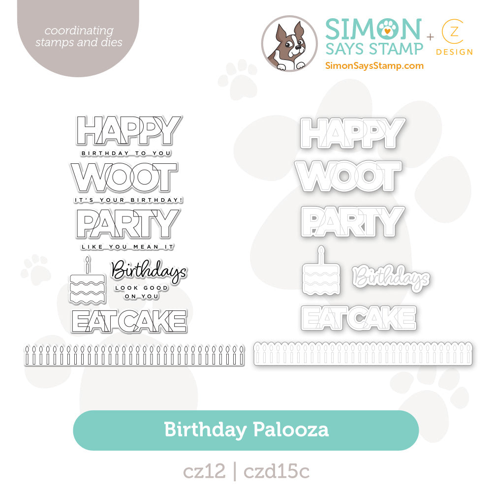 CZ Design Stamps and Dies Birthday Palooza set1151bp Heart to Heart ...