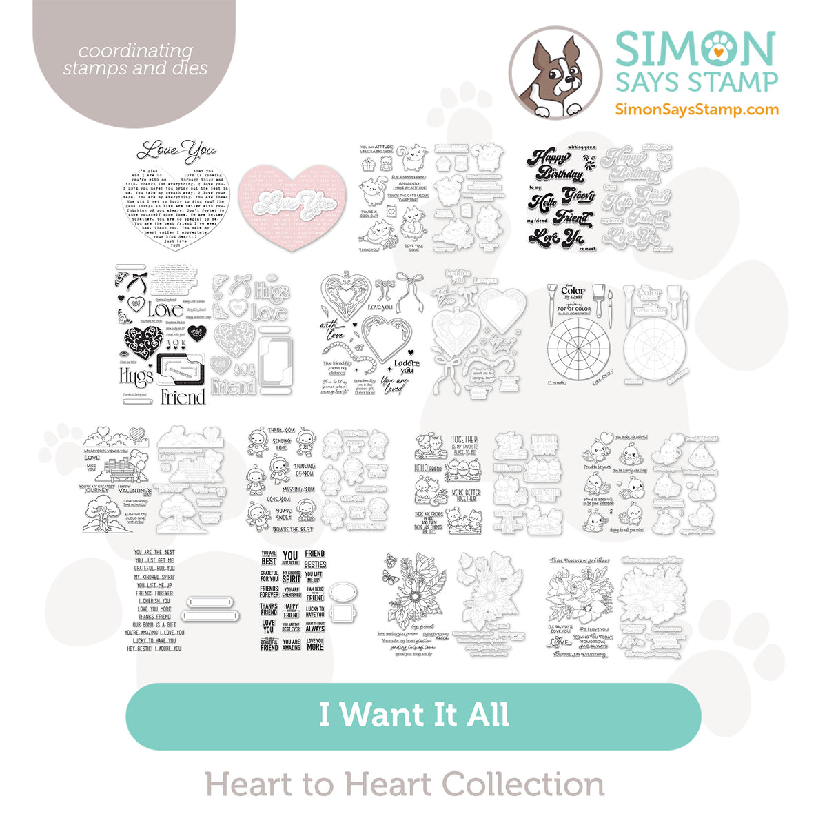 Simon Says Stamp Heart to Heart Collection I Want It All Stamps And Co