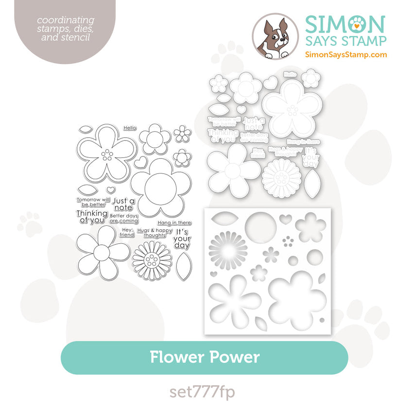 Simon Says Stamps Dies and Stencil Flower Power set777fp Celebrate