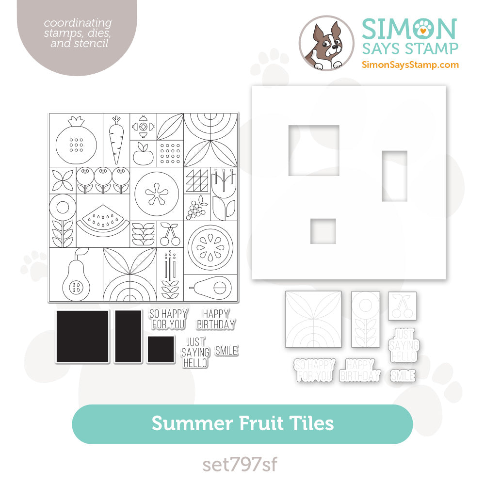 Simon Says Stamps Dies and Stencils Summer Fruit Tiles set797sf Sunny