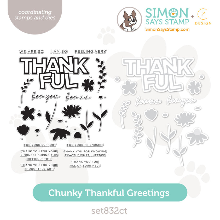 CZ Design Stamps and Dies Chunky Thankful Greetings set832ct – Simon Says Stamp