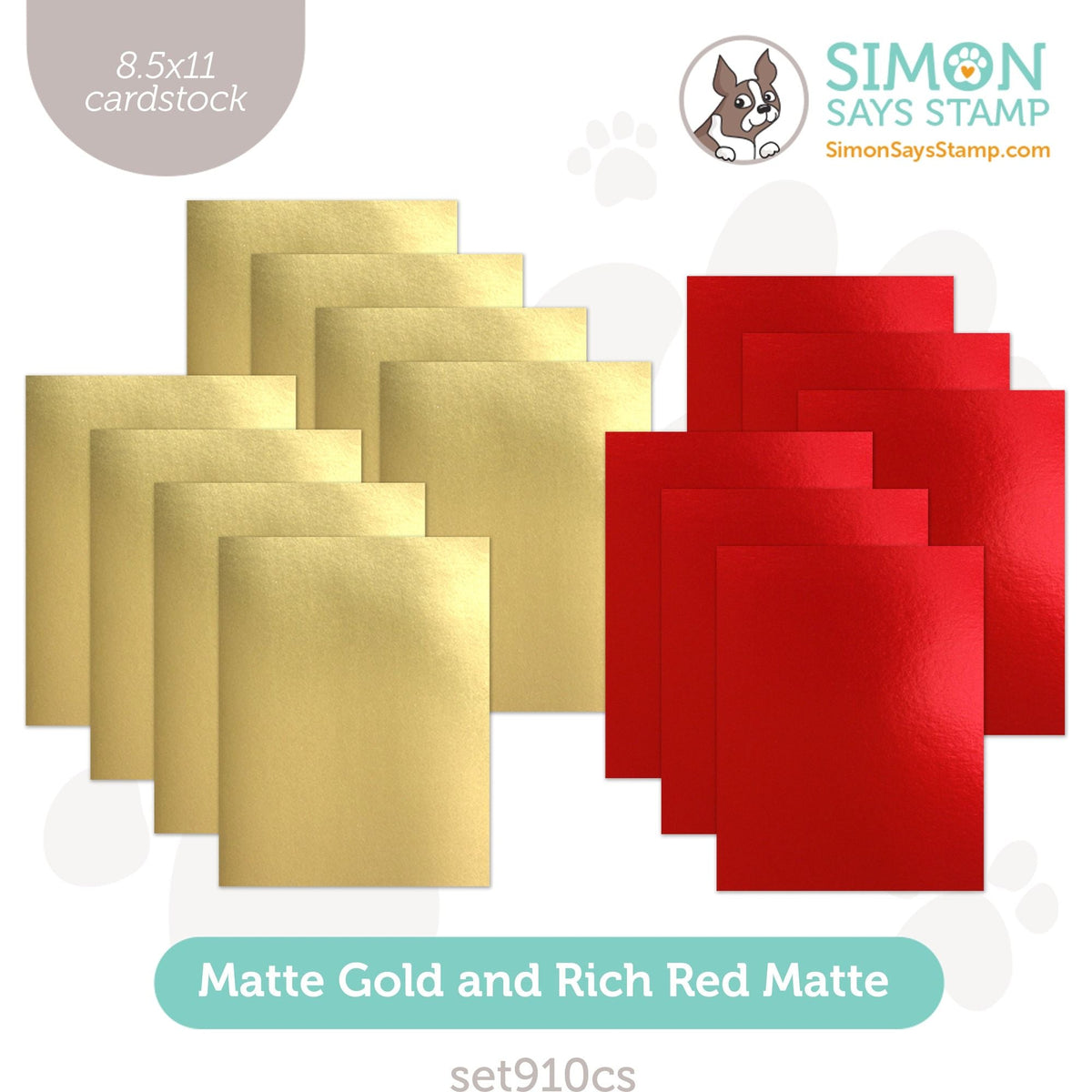 Simon Says Stamp Gold and Rich Red Matte Cardstock Bundle set910cs To
