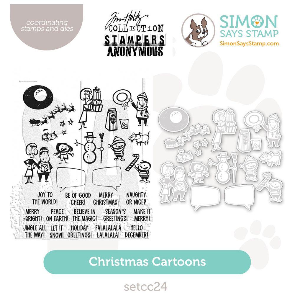 Tim Holtz Christmas Cartoons Stamps with Simon Says Stamp Dies Bundle